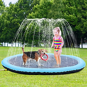Splash Pad - Splash Pad for Dogs and Kids, Dog Splash Pad 67'', Inflatable Water Summer Pool Toys, Outdoor Play Mat for Kids & Toddlers - Navy