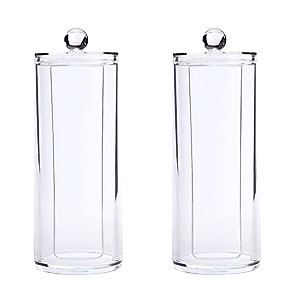 Typutomi 2pcs Cosmetic Cotton Pad Holder, Acrylic Clear Cotton Rounds Holder with Lid Cotton Pad Organizer Container Dispenser for Bathroom Vanity Countertop