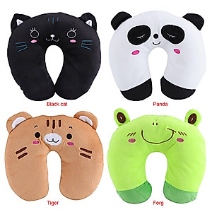 Mumusuki Sleeping Animals Shaped Travel Pillow Neck Rest Cushion U Pillow Cushion for Car Train Airplane, Chin & Neck Support for Kids Adults(Forg)