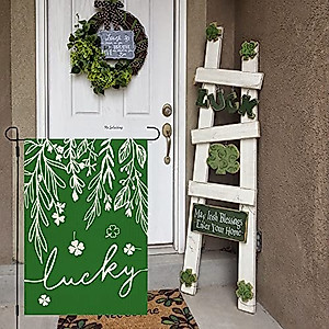 CROWNED BEAUTY St Patricks Day Garden Flag 12x18 Inch Double Sided for Outside Small Burlap Green Floral Shamrocks Clovers Lucky Yard Holiday Decoration CF733-12