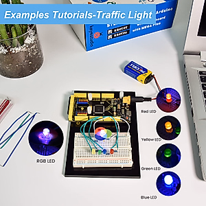 KEYESTUDIO Starter Kit for Arduino with Plus Controller Board,28 Programming Projects Tutorial,Compatible with Arduino IDE,DIY Electronics Kit for Beginners Kids Adults