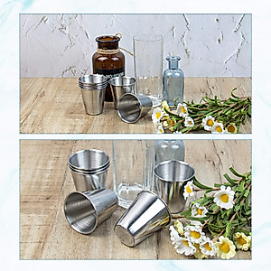 Framendino, 6 Pack Metal Shot Glasses Coffee Stainless Steel Vessel Drinking Tumbler Water Whisky Vodka 2 Ounce/70 ml