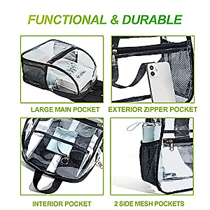 Clear Backpack Stadium Approved, Clear Mini Backpack with Adjustable Straps, See Through Backpack for Stadium, Concert, Sports, Work,Security