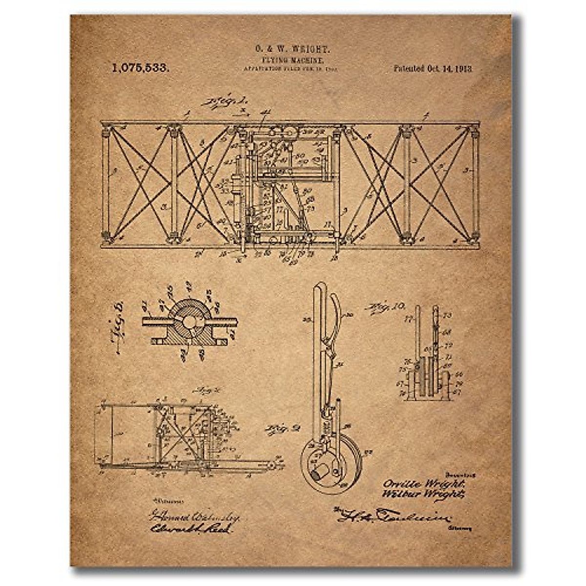 Wright Brothers Patent Prints (8x10 - Set of Four Prints)