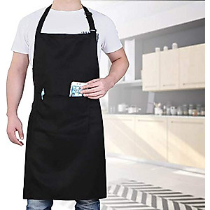 Will Well Chef Apron for Men Professional - Cooking Aprons for Women With Pockets - Adjustable Black Aprons for Men - Bib Aprons With Pockets Water & Oil Resistant - 1 Pack