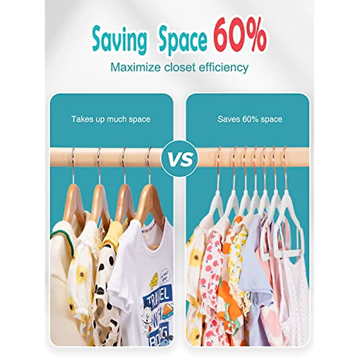 Smartor Premium Velvet Baby Hangers for Closet 50 Pack, 11.8" Safe Durable Baby Clothes Hangers for Nursery with 6 Pcs Closet Dividers, Sturdy Felt Hangers for Toddler/Infant/Kids/Childrens - White