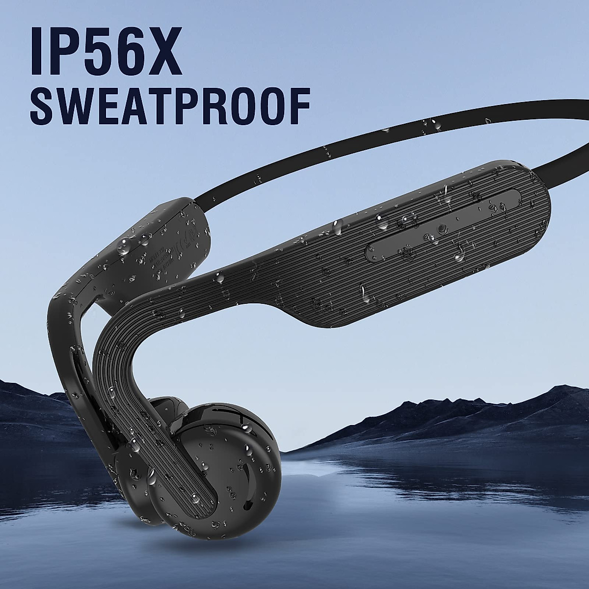 Conduction Headphones Bluetooth,Open Ear Wireless Headphones Bluetooth 5.0 Sport Headset with Mic 10h Long Battery Life, IPX5 Sweat Resistant, Headset for Jogging/Cycling/Hiking/Working(Black)