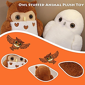 ELAINREN Snow Owl Plush Soft Hugging Pillow, Cute Chubby Owl Plushies Toy Lifelike White Owl Stuffed Animals Gifts/15.7''