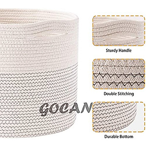 GOCAN Extra Large Laundry Basket 22" X 22"X 14" XXXL Cotton Rope Woven Basket for Blankets Storage Basket with Handles for Living Room (Beige)