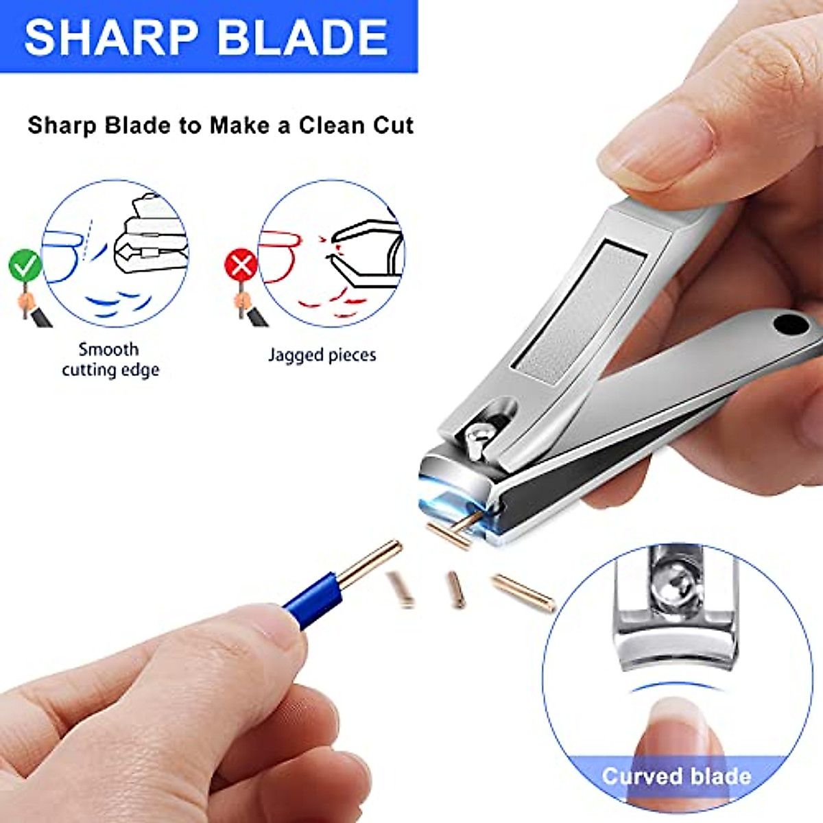 Nail Clippers Set for Fingernail Toenail - DR. MODE Large & Small 2 Pack Professional Stainless Steel Toe Nail Cutter, Sharp Travel Finger Nail Clippers Kit with Case Gifts for Him Men Women