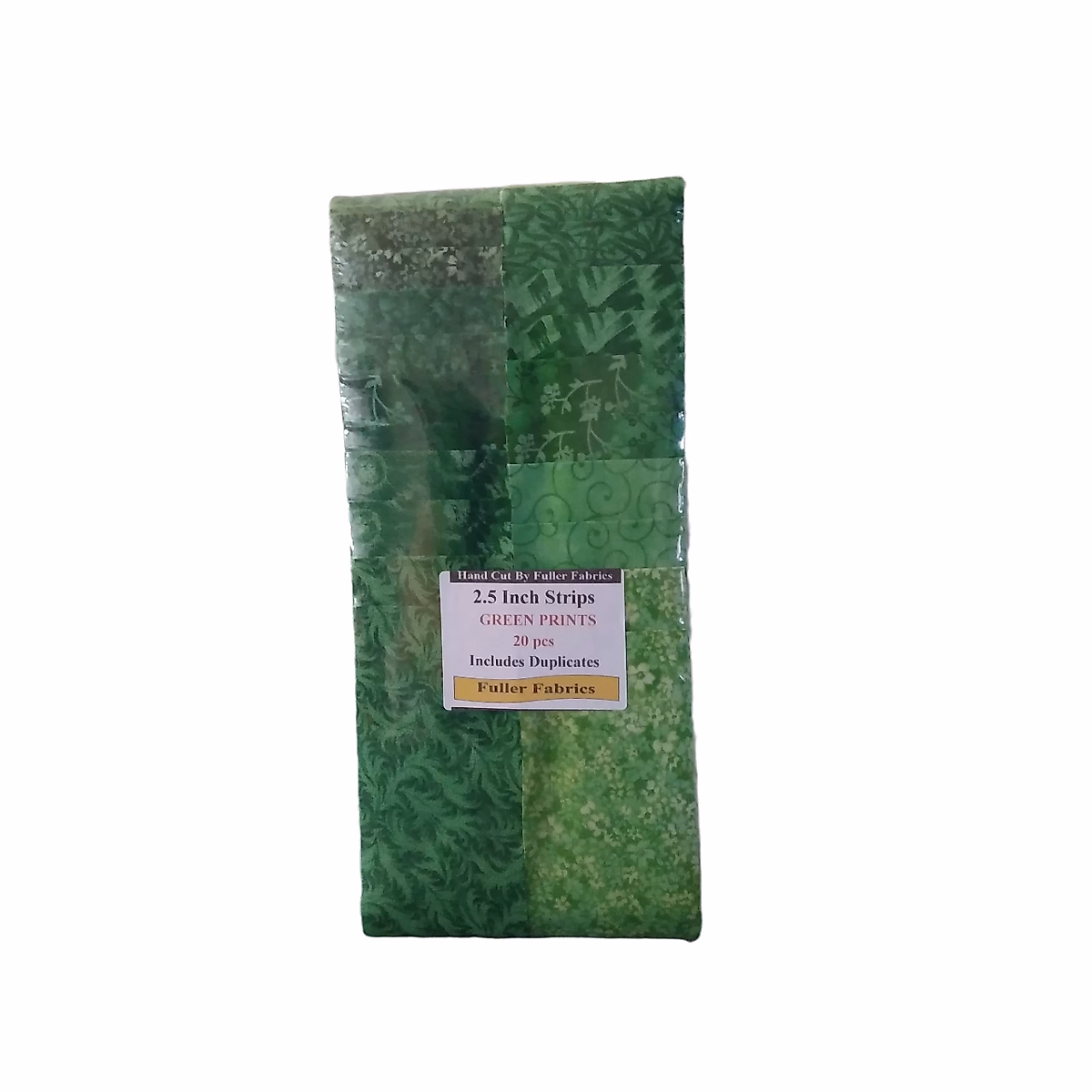 2.5 Inch Jelly Roll Strips Assorted Green Prints 20 pcs - Handcut by Fuller Fabrics
