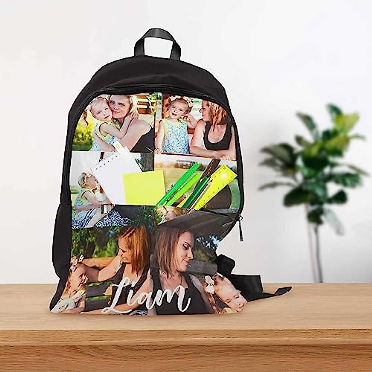 PGJoyer Personalized Text Image Backpack Customize Laptop Bag with Photo Casual Travel Backpack for Work Sports Birthday (style 1)