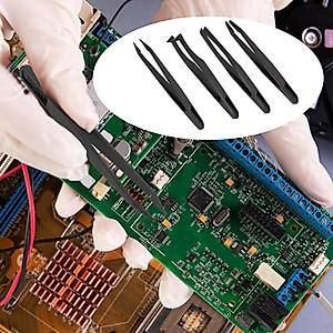 14 Pcs Plastic Crevice Cleaning Tool Car Detailing Spatula Set Black Scraper Tool Non-scratch Small Putty Knife Anti-static Tweezers for Tight Spaces