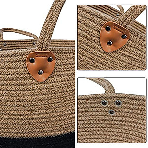 CHICVITA Extra Large Jute Basket with Handles Blanket Basket Home Decor (Set of 2)