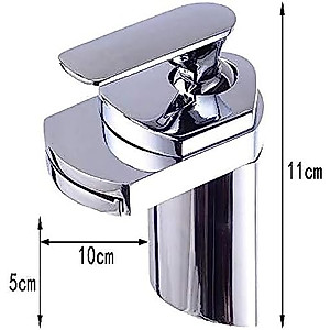 HOONWEAR Kitchen & Bath Fixtures Taps Faucet,Wide Mouth Single Hole Copper Basin Waterfall Faucet Bathroom Wash Basin Waterfall Hot and Cold Water Faucet Mixer Tap Faucet, CF001