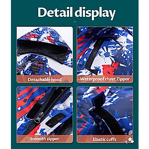 CREATMO US Kid's Snowsuits big boys' Waterproof Breathable Outdoor Warm Snowboard Ski Jacket Dark Blue 14/16