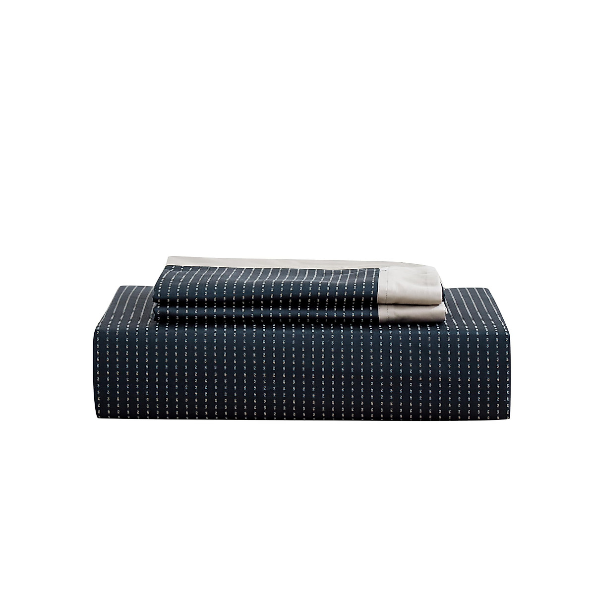 CASA BOLAJ DESIGNED TO DREAM Casabolaj Duvet Cover Set 3PCS Cotton Yarn Dyed Jacquard Navy Stripe (Queen, Duvet Cover Set)