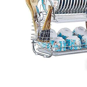 STRAW Drain Rack - Tableware Drying Rack, Kitchen Double Drain Rack, Shelf Storage Rack, Stainless Steel Display Rack, Tableware Rack