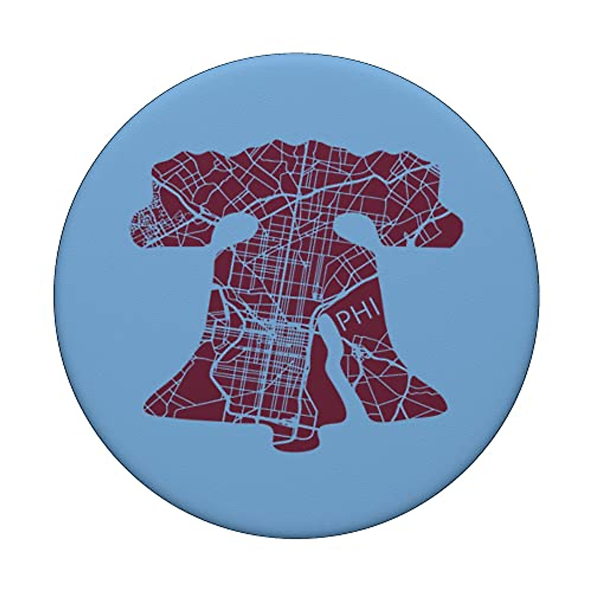 Philadelphia Street Map Liberty Bell Vintage Maroon Philly PopSockets Swappable PopGrip
