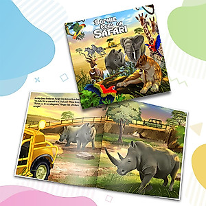Personalized Story Book by Dinkleboo - Goes On Safari - Teaches Your Child All About Safari Animals - for Children Aged 0 to 8 Years Old - Soft Cover - Smooth, Glossy Finish (8"x 8")