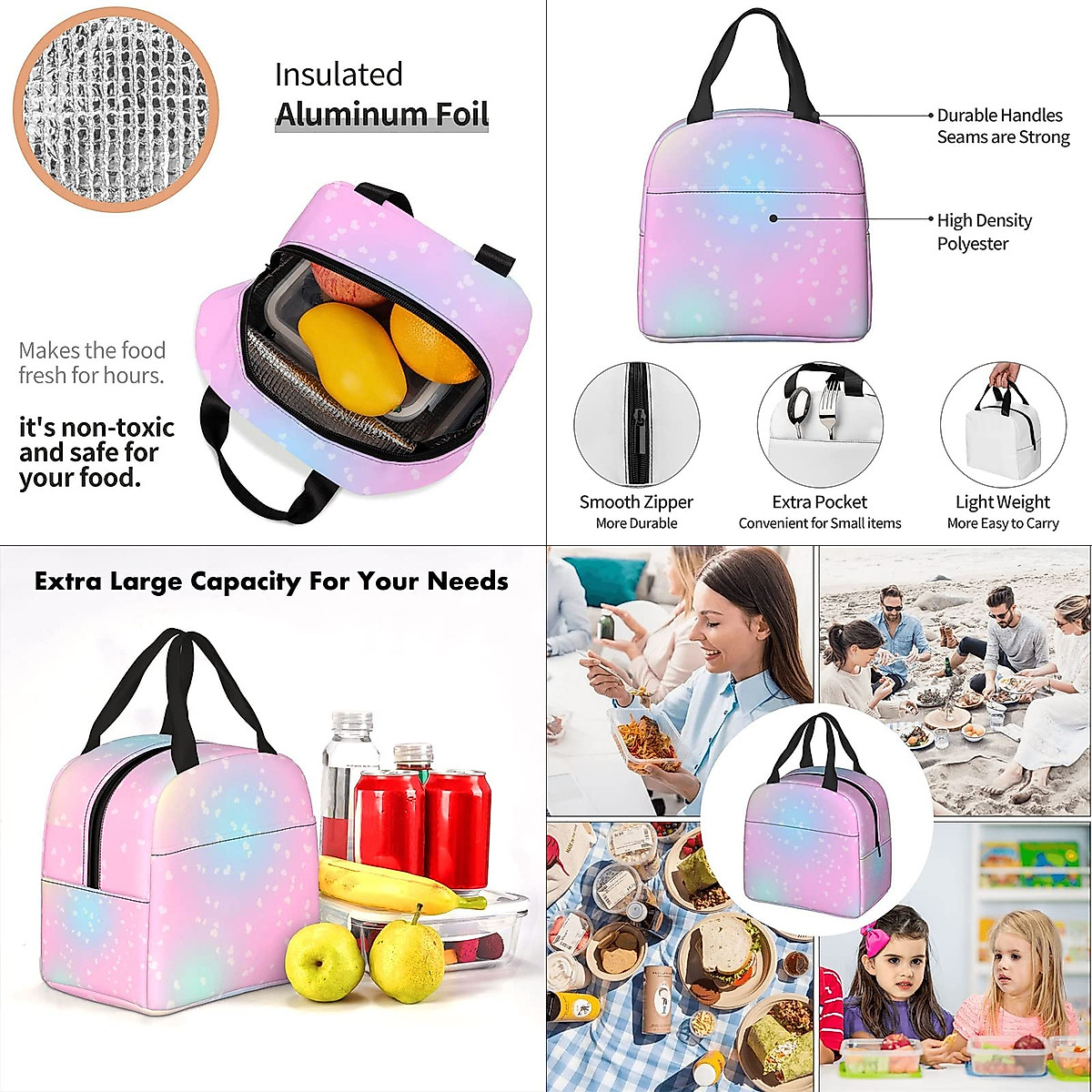 School Backpacks for Teen Girls Laptop Backpack with Lunch Bag，Cute waterproof Travel Bookbags Pink