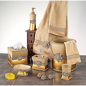 Avanti Linens - Fabric Shower Curtain, Embroidered Bathroom Decor (Braided Medallion Collection, 72")