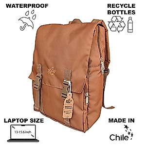 BOTELA - Sustainable 15.6" Laptop Backpack, Made with 100% Polyester Fabric From Recycled Plastic Bottles, EcoFriendly Bag, Beige