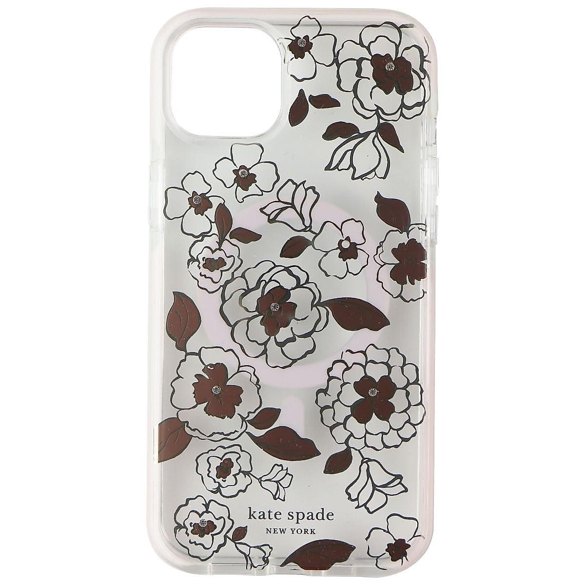 Kate Spade New York Defensive Hardshell Case Compatible with MagSafe for Apple iPhone 14 Plus - Gold Floral [KSIPH-240-GFL]
