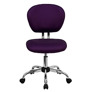 Flash Furniture Beverly Mid-Back Purple Mesh Padded Swivel Task Office Chair with Chrome Base