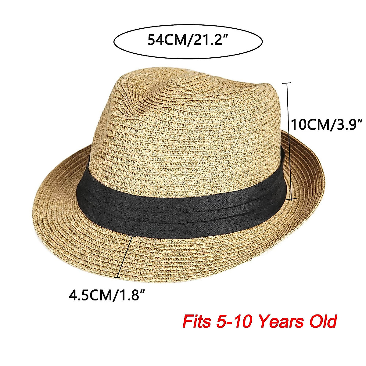 Kids Floppy Straw Sun-Hat Foldable Summer Short Brim Sun-Beach-Hat for Babyboys Girls Kahki