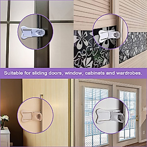 4 Pack Sliding Door Lock for Child Safety, Baby Proof Locks for Sliding Glass Doors, Closets, Patio Door, Window - Childproof Sliding Door Locks - No Screws or Drills