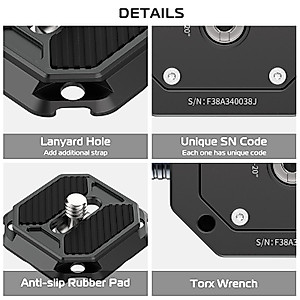 VIJIM FALCAM F38 Quick Release Plate,38mm Universal Camera Mounting Adapter w 1/4in-3/8in Screw Thread,Aluminum Quick Release System QR Plate,Fits for Sony Canon Tripod Monopod DSLR Stabilizer Slider