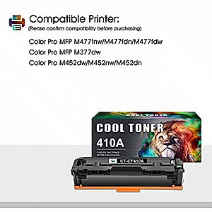 Cool Toner Compatible Toner Cartridge Replacement for HP 410A CF410A 410X CF410X for HP Color Pro MFP M477fdw M477fnw M452dn M477fdn M452nw M452dw M452 M477 Printer Toner Ink (Black, 2-Pack)