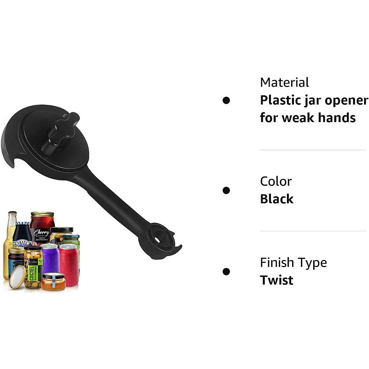 Powerful and Multifunctional Jar Opener for Seniors with Arthritis, Adjustable Jar Lid Opener for Weak Hands, 3-in-1 Labor-Saving Jar and Bottle Opener Opens Pop-Top Cans Beer Bottles Soda Cans