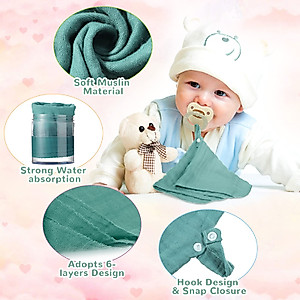 8 Pcs Organic Cotton Paci Blanket 8 Colors Muslin Mini Baby Blanket with Snap 6 Layers Security Pacifier Blanket 38 x 38 cm Blanket with Pacifier Holder Soft Breathable Lovey, Pacifier Not Included