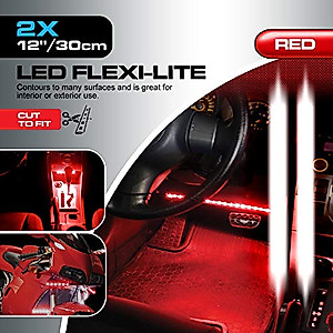 Pilot CZ-177R 12V Red Interior/Exterior LED Flexi Light Strips -12 Inches / 2 Strips- Cut to Fit - Multi-Purpose Automotive or Home Use, Water Resistant with Easy-Peel Tape Included