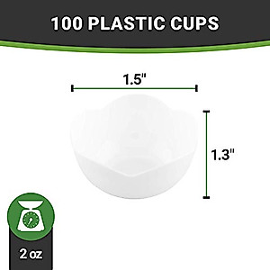 Restaurantware 2 Ounce Disposable Dessert Cups 100 Mini Appetizer Cups - Flower Shape Attractive White Plastic Mini Ice Cream Bowls Durable For Parties Or Catered Events