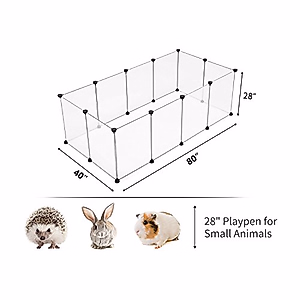 Tespo Pet Playpen, Portable Large Plastic Yard Fence Small Animals, Puppy Kennel Crate Fence Tent, 28 X 20 Inch, White, 12 Panels