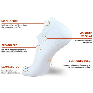 Low Cut Running Socks Men and Women – Moisture Wicking Athletic Sport Sock (Small, 3 Pairs - White)