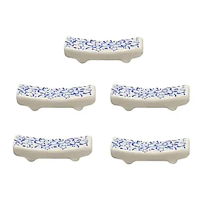 Ceramic Chopsticks Holder Porcelain Chopstick Rest Fork Stand Holder Set of 5 Blue and White