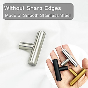 THSIREE 12PCS Cabinet Knobs, Cabinet Pulls Drawer Knobs, T Knobs Single Hole Cabinet Hardware with Screws, for Kitchen Bedroom Furniture, Silver