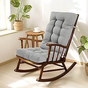 Sutteles Rocking Chair Cushion,Indoor/Outdoor Rocking Chair Cushions with Elastic,Thickened Cushions for Outdoor Rocking Chair, Tufted Rocking Chair Cushions, 41.33 * 17.71 Inch, 1-Pack (Light Gray)