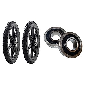 2 Pack -Marathon 92010 Flat Free 20" Replacement Tire Assembly for Rubbermaid Big Wheel Carts, Black & 5/8" Replacement Precision Ball Bearings - 4 Pack