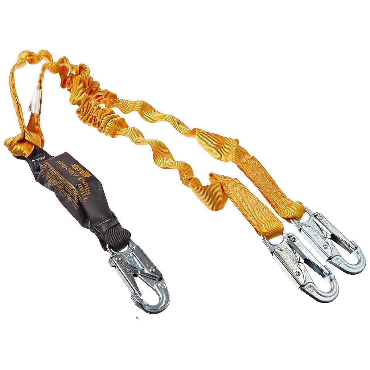 Miller by Honeywell Titan ll 6-Foot Double-Legged Stretch Pack-Type Shock-Absorbing Lanyard with Locking Snap Hooks (T6121SS/6FTAF)