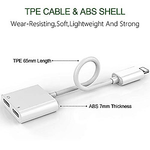 esbeecables MFi Certified 2 Pack iPhone Headphone Adapter, iPhone Splitter Audio and Charge 2 in 1 Dual Lightning AUX + Charger Adapter Dongle Cable Splitter for iPhone 13 12 11 XS XR X 8 7 iPad