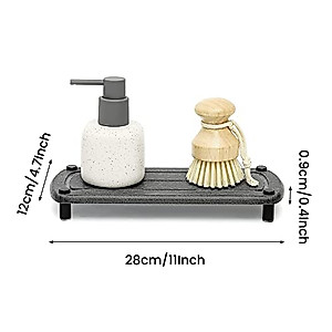 heylad home sink caddy, instant dry kitchen bathroom sink organizer, diatomaceous earth sink tray stone for soap and water bottle sponge brush candle decoration, white*1 grey*1