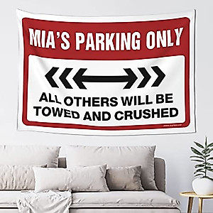 Bedroom Door Decorations Mia'S Parking Only Tapestry Space Decorations Beer Decorations for Man Cave (Size : 75X100CM)