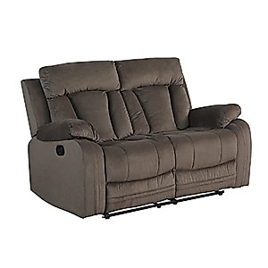 Blackjack Furniture Elton Microfiber, Modern Recliner Chair for Living Room and Home Theater, 63" W x 38" D x 40" H, Den Loveseat, Brown