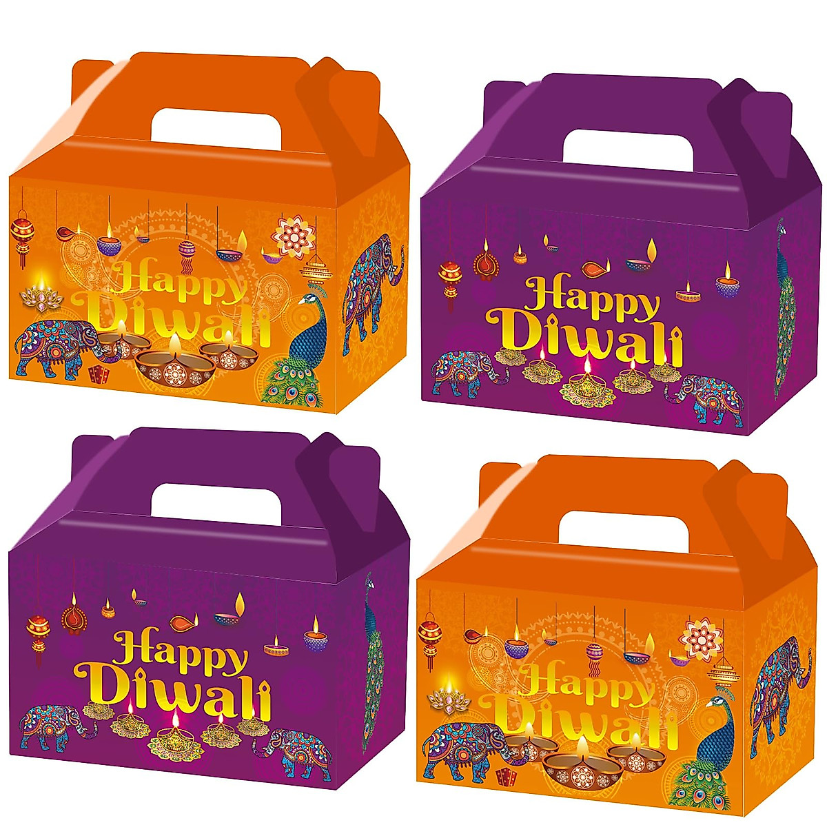 HABDJILTY 20 Pcs Happy Diwali Gift Bags,Festival of Lights Gifts Boxes for Birthday Gift Packs Snacks Candy Bags Diwali Party Favor