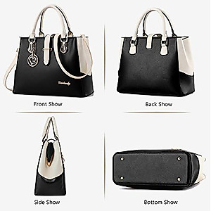 Purses and Handbags for Women Tote Shoulder Crossbody Bags with Long Strap Detachable Black Medium